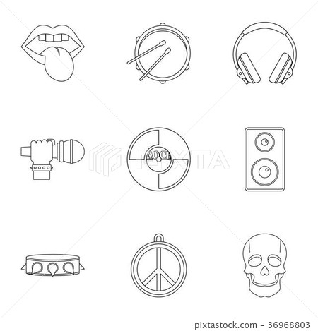 Rock music icon set, outline style - Stock Illustration [36968803] - PIXTA