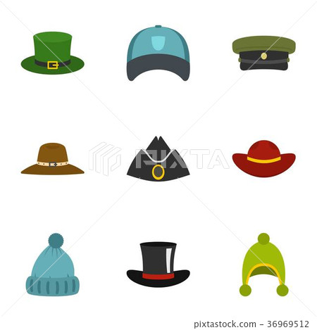 Hat wear icon set, flat style - Stock Illustration [36969512] - PIXTA