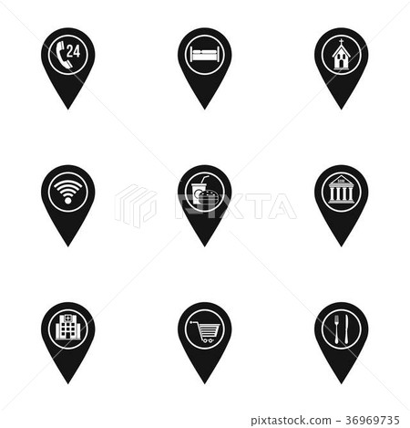 Route pins icon set, simple style - Stock Illustration [36969735] - PIXTA