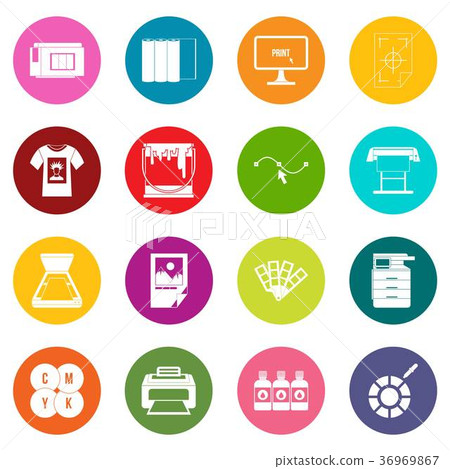 Printing icons many colors set - Stock Illustration [36969867] - PIXTA