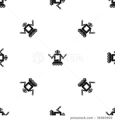 Cyborg on wheels pattern seamless black - Stock Illustration [36969909 ...