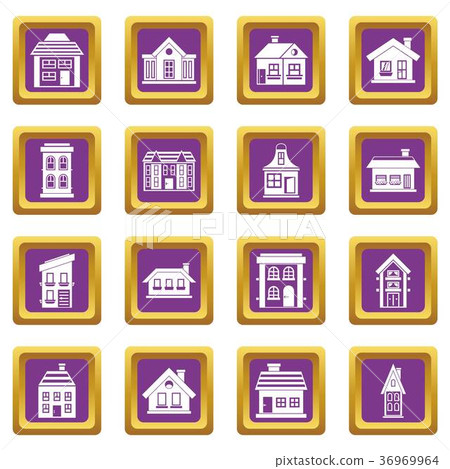 House icons set purple - Stock Illustration [36969964] - PIXTA