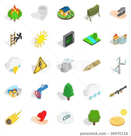 Ignitable icons set, isometric style - Stock Illustration [36970116 ...