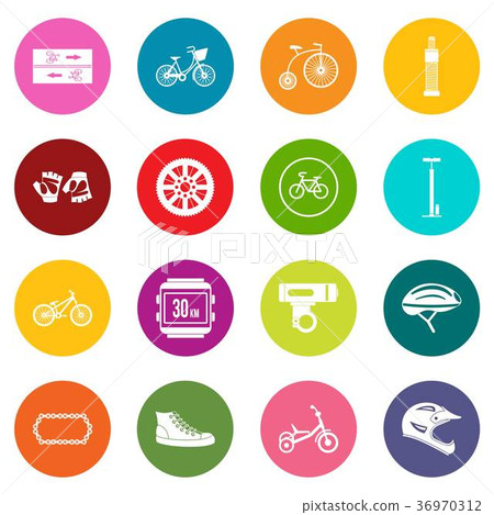 Biking icons many colors set - Stock Illustration [36970312] - PIXTA