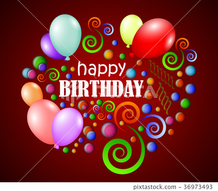 Happy birthday background with colorful glossy bal - Stock Illustration ...