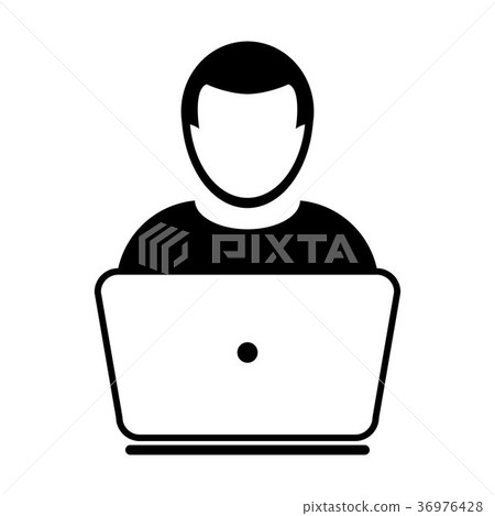 User Icon Vector With Laptop Computer Male Person - Stock Illustration ...