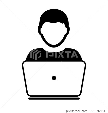 User Icon Vector With Laptop Computer Male Person-插圖素材 [36976431] - PIXTA圖庫