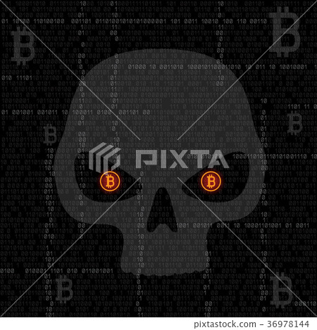 bitcoin code hacked skull - Stock Illustration [36978144] - PIXTA