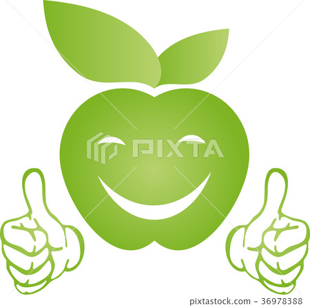 Apple with smile and hands, apple, logo - Stock Illustration [36978388 ...