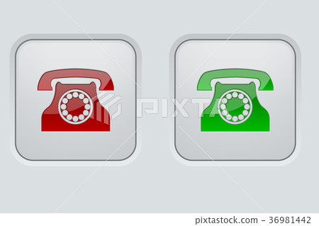 Round buttons with telephone sign. Available and - Stock Illustration ...