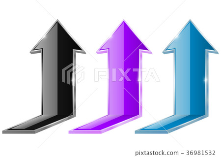 Colored UP arrows. Folded arrows set. Web 3d icons - Stock Illustration ...