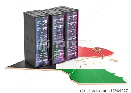 Data Center server racks in Kuwait concept - Stock Illustration ...