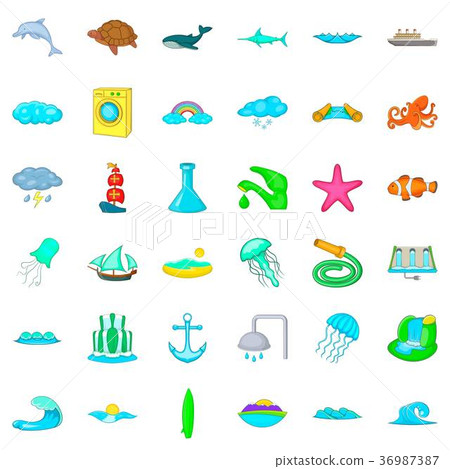 Aqua icons set, cartoon style - Stock Illustration [36987387] - PIXTA