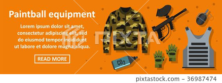 Paintball equipment banner horizontal concept - Stock Illustration ...