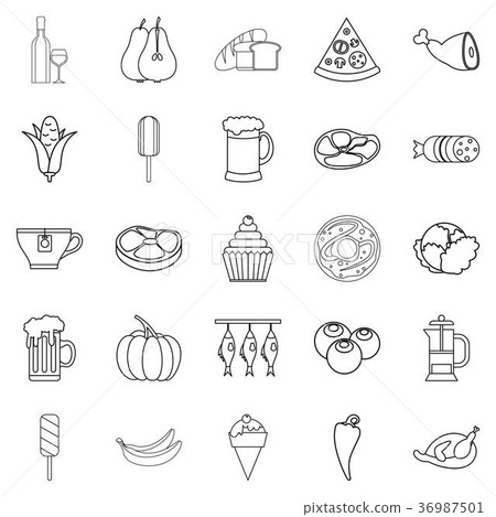 Binge icons set, outline style - Stock Illustration [36987501] - PIXTA