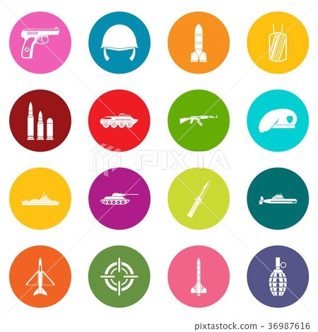 Military icons many colors set - Stock Illustration [36987616] - PIXTA