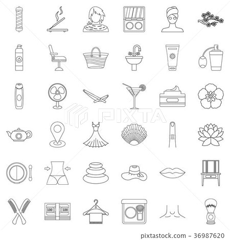 Make up icons set, outline style - Stock Illustration [36987620] - PIXTA