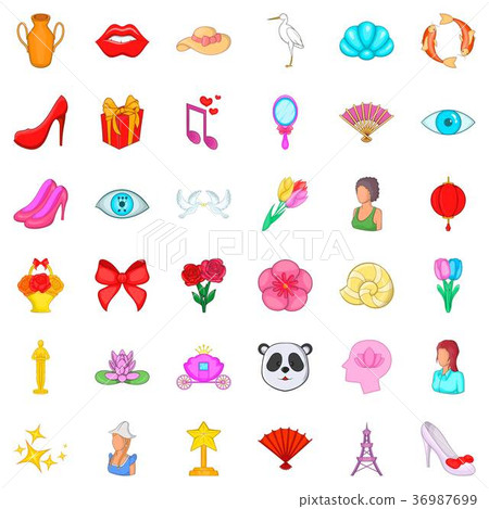 Make up icons set, cartoon style - Stock Illustration [36987699] - PIXTA