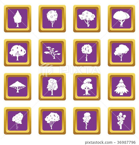 Trees icons set purple - Stock Illustration [36987796] - PIXTA