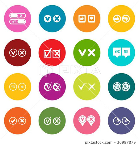 Check mark icons many colors set - Stock Illustration [36987879] - PIXTA