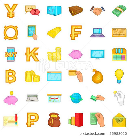 Card cash icons set, cartoon style-插圖素材 [36988020] - PIXTA圖庫