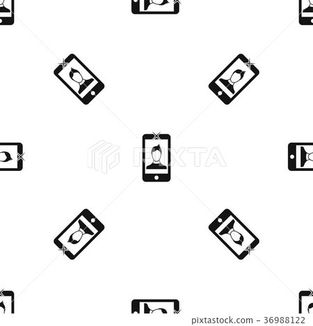 Mobile phone with photo pattern seamless black - Stock Illustration ...