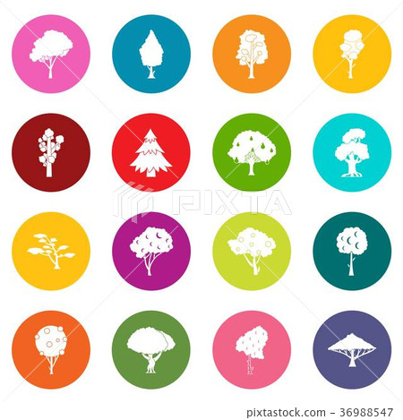 Trees icons many colors set - Stock Illustration [36988547] - PIXTA