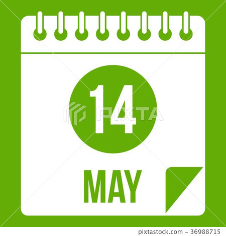 Spiral calendar page 14th of May icon green - Stock Illustration ...