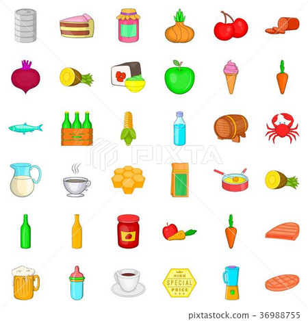 Eating icons set, cartoon style - Stock Illustration [36988755] - PIXTA