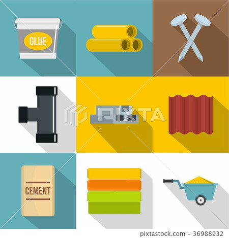 Construction works icons set, flat style - Stock Illustration [36988932 ...