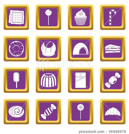 Sweets and candies icons set purple - Stock Illustration [36988979] - PIXTA