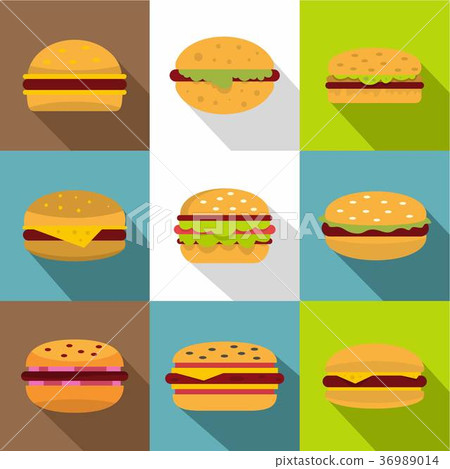 Burger icons set, flat style - Stock Illustration [36989014] - PIXTA