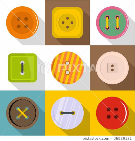 Button icons set, flat style - Stock Illustration [36989181] - PIXTA