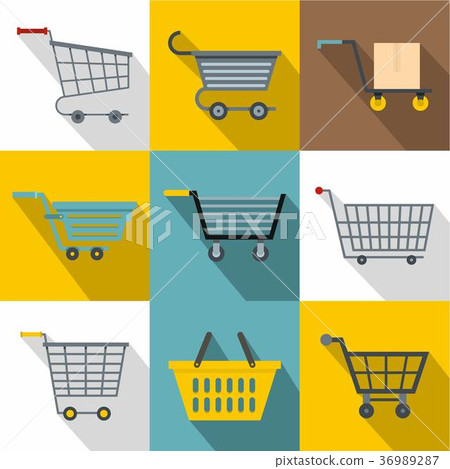 Different cart icons set, flat style - Stock Illustration [36989287 ...