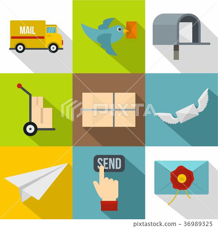 Delivery service icons set, flat style - Stock Illustration [36989325 ...