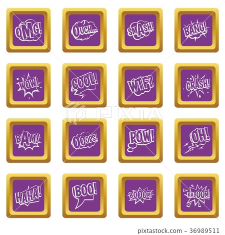 Comic colored sound icons set purple - Stock Illustration [36989511 ...