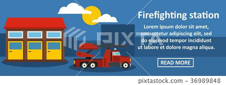 Firefighting station banner horizontal concept - Stock Illustration ...