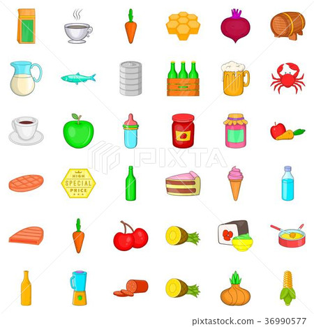 Meal icons set, cartoon style - Stock Illustration [36990577] - PIXTA