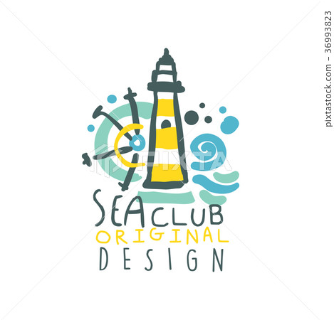 Colorful yacht or sea club logo design with - Stock Illustration ...