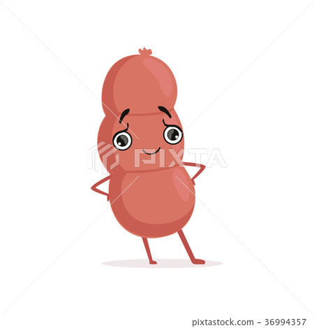 Smiling sausage character standing with arms-插圖素材 [36994357] - PIXTA圖庫