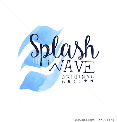 Splash wave logo, aqua blue label original design - Stock Illustration ...