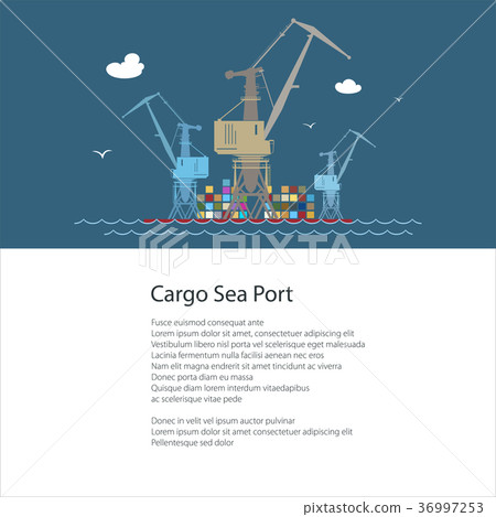 Poster with Cargo Seaport - Stock Illustration [36997253] - PIXTA