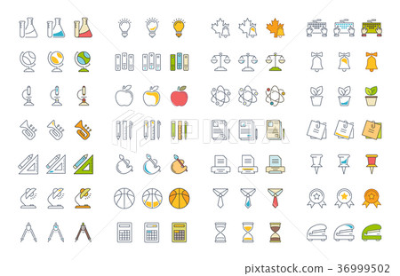 Set Vector Flat Line Icons Education - Stock Illustration [36999502 ...