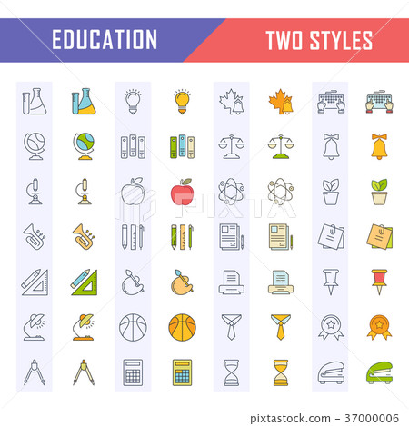 Set Vector Flat Line Icons Education - Stock Illustration [37000006 ...