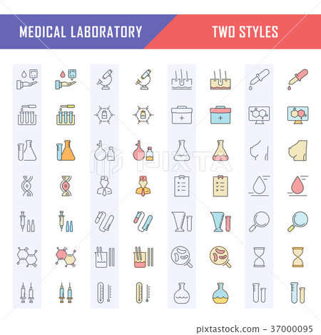 Set Vector Flat Line Icons Medical Laboratory - Stock Illustration ...