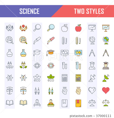 Set Vector Flat Line Icons Science - Stock Illustration [37000111] - PIXTA
