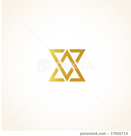 Isolated abstract golden color triangles contour - Stock Illustration ...