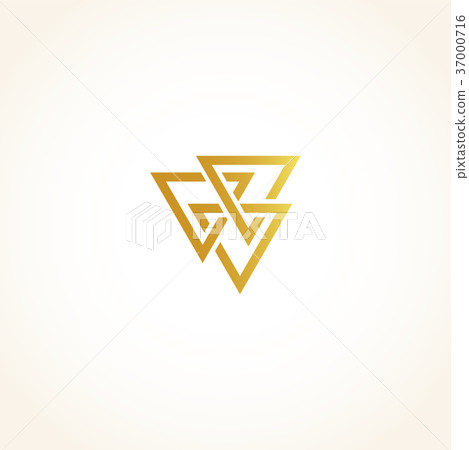 Isolated abstract golden color triangles contour - Stock Illustration ...