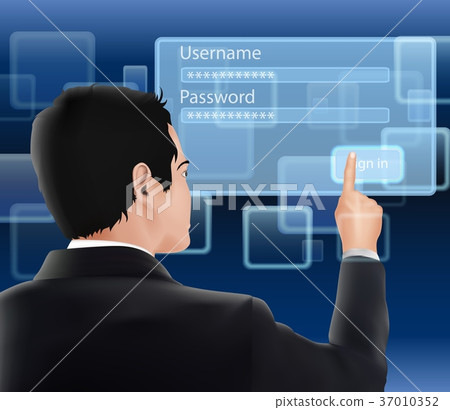 Man log-in and password - Stock Illustration [37010352] - PIXTA