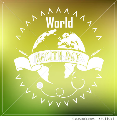 World Health Day concept with typography ribbon on - Stock Illustration ...
